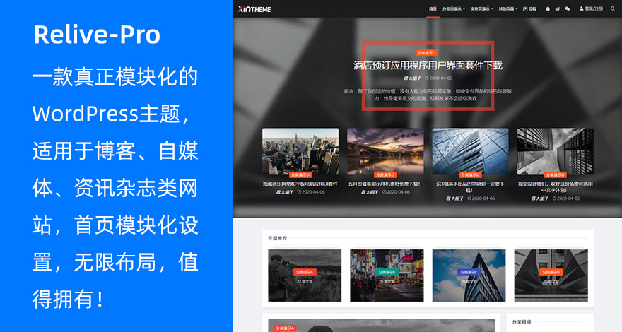 WordPress模块化博客自媒体资讯主题 Relive-Pro – WordPress大学