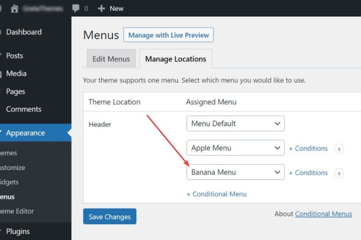 使用 Conditional Menus 插件让 WordPress 在不同页面显示不同菜单 – WordPress大学